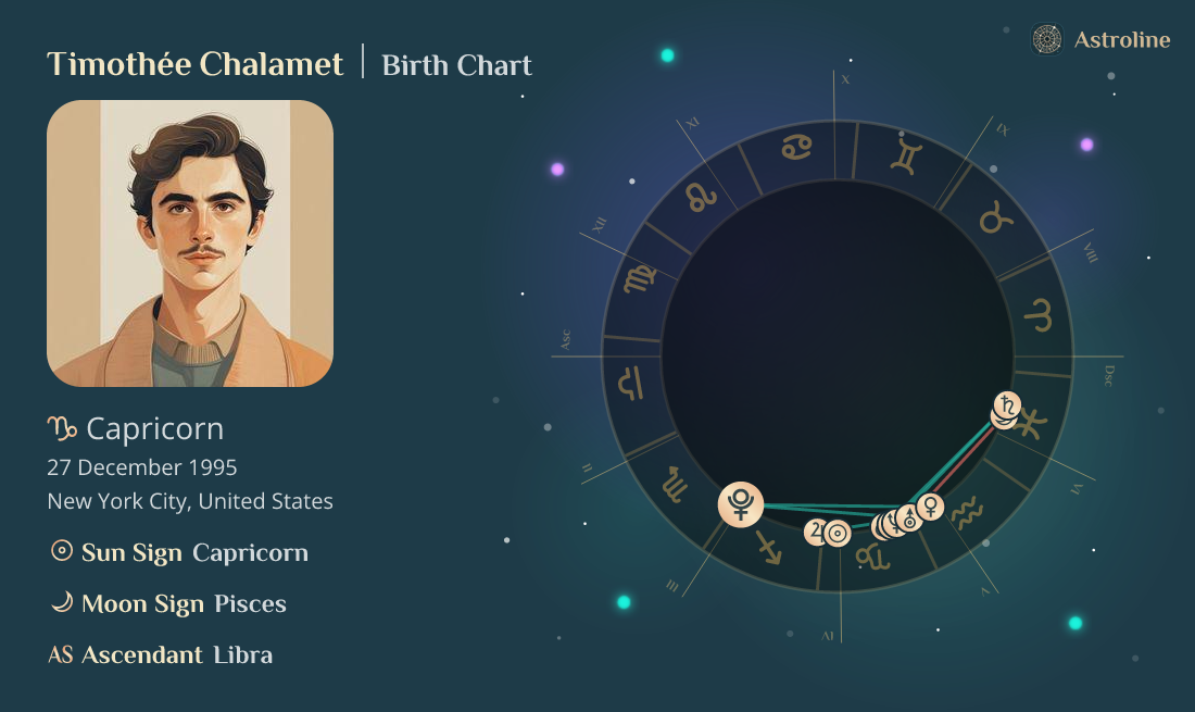 Timothée Chalamet Birth Charts & Zodiac Sign: Sun, Moon & Rising Signs