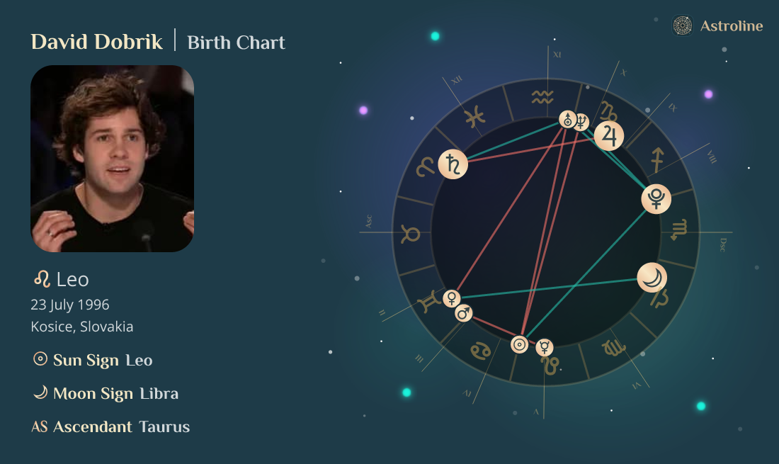 David Dobrik Birth Charts & Zodiac Sign: Sun, Moon & Rising Signs