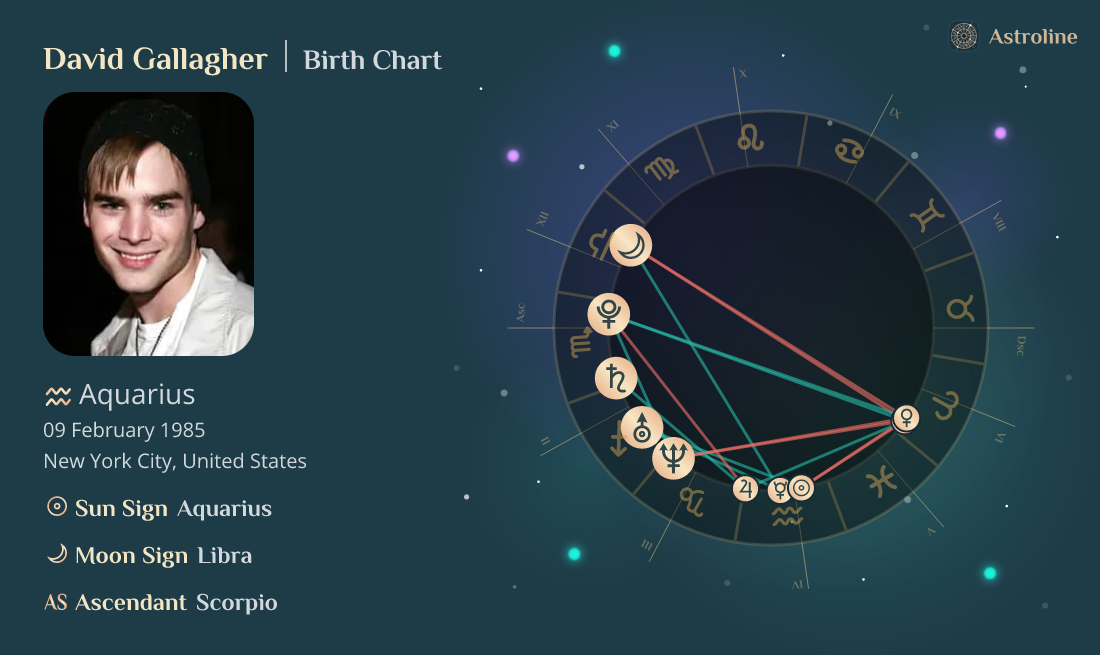 David Gallagher Birth Charts & Zodiac Sign: Sun, Moon & Rising Signs