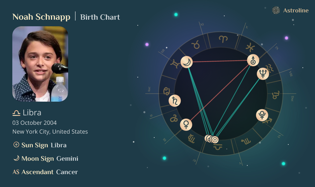 Noah Schnapp Birth Charts & Zodiac Sign: Sun, Moon & Rising Signs