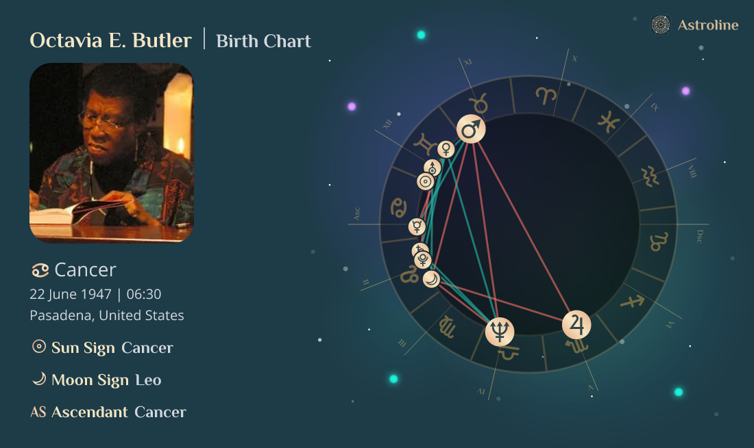 Octavia E. Butler Birth Charts & Zodiac Sign: Sun, Moon & Rising Signs