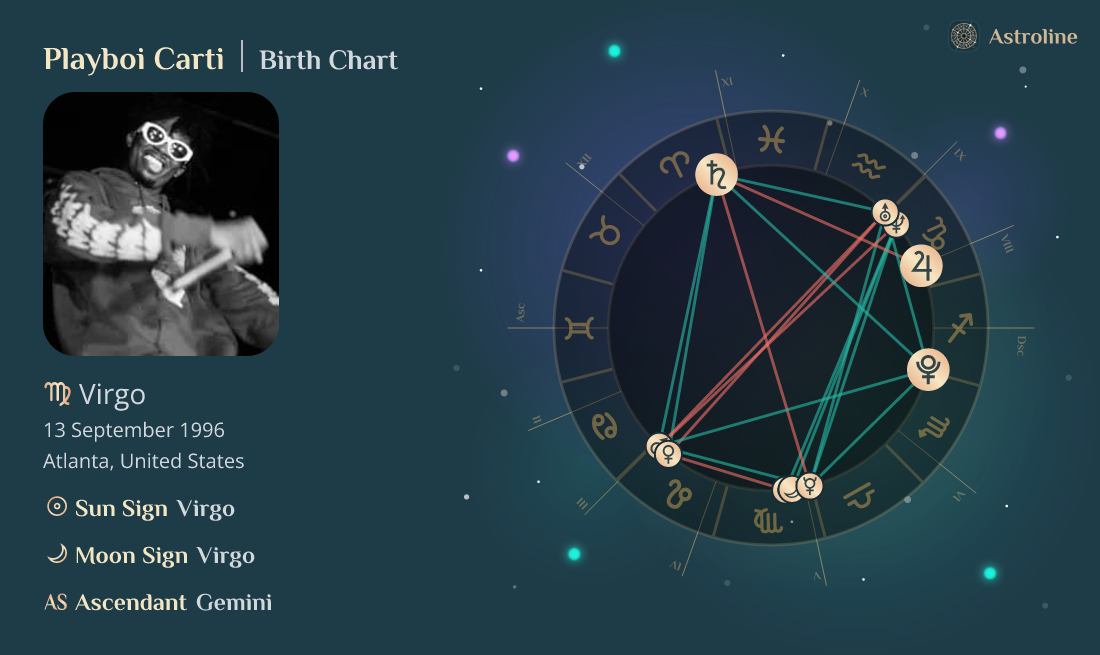 Playboi Carti Birth Charts & Zodiac Sign: Sun, Moon & Rising Signs