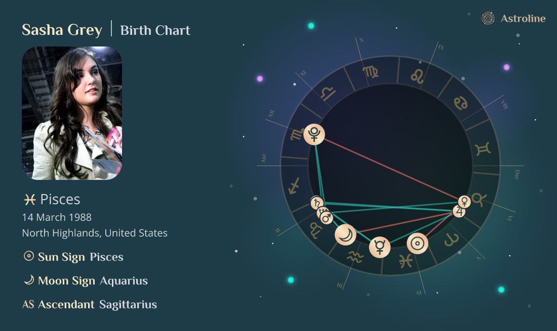Sasha Grey Birth Charts: Sun, Moon & Rising Signs | Time, Date and ...