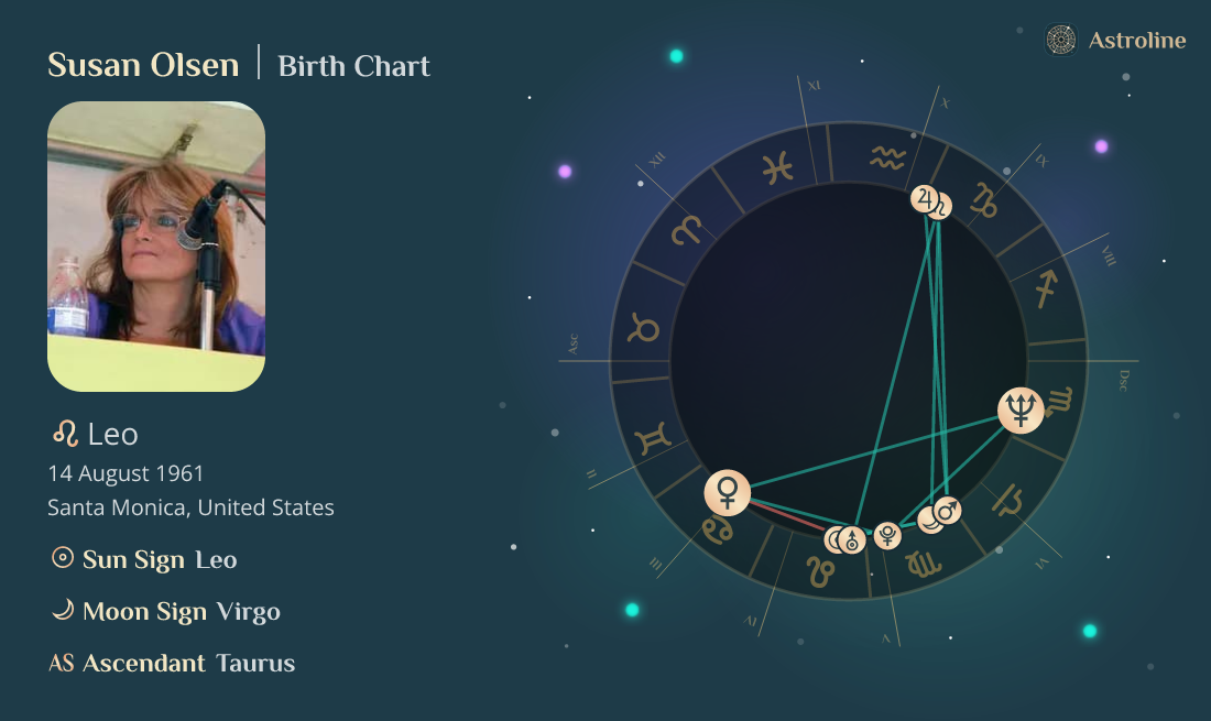 Susan Olsen Birth Charts & Zodiac Sign: Sun, Moon & Rising Signs