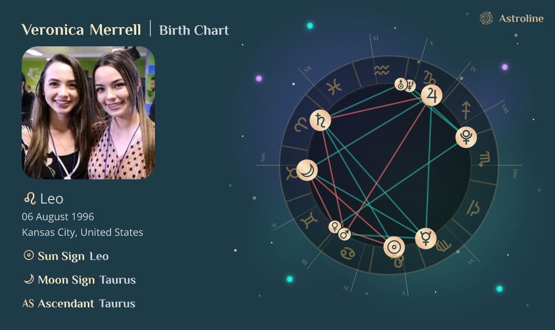 Veronica Merrell Birth Charts & Zodiac Sign: Sun, Moon & Rising Signs